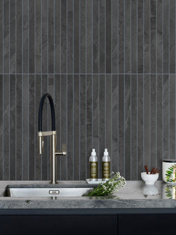 Modern (24" Long) Slate Black Backsplash Tile ( Modern Look )