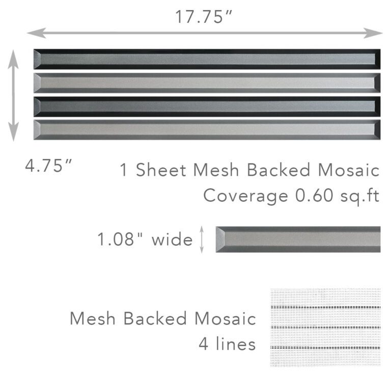 Modern Gray and Black Beveled Metallic Glass Backsplash Tile