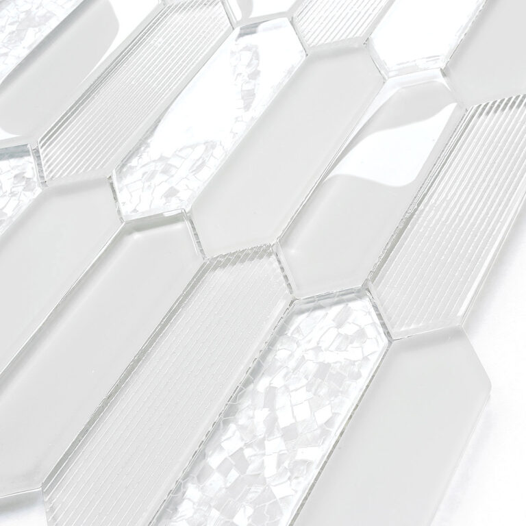White Pearl Glass Picket Design Backsplash Tile ( Unique Pearl )