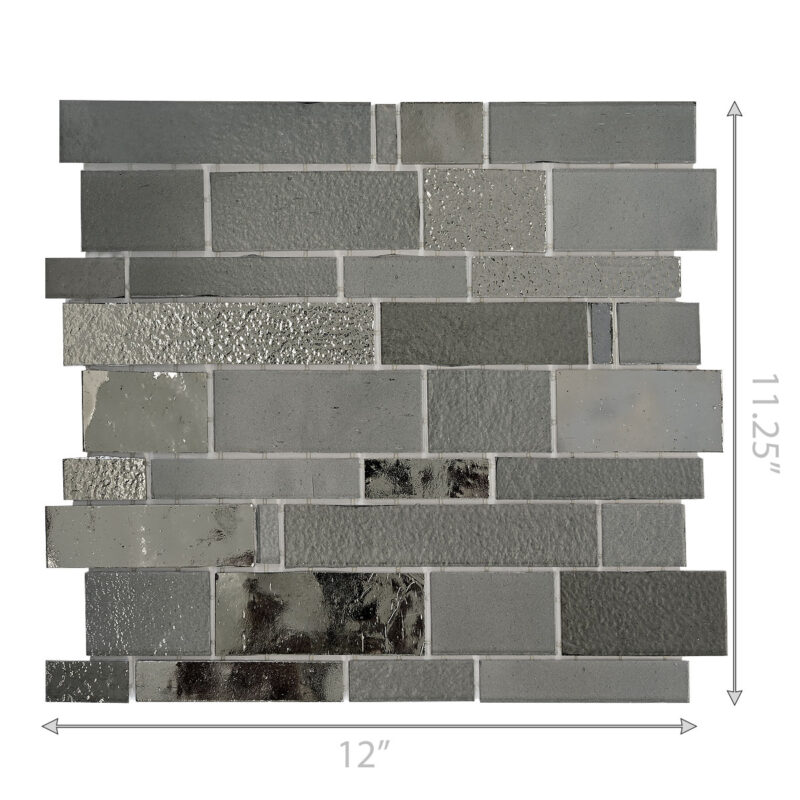 Charcoal Gray Glass Subway Hand Cut Artisan Mosaic Tile