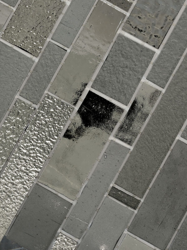 Gray Black Metallic Textured Glass Backsplash Tile